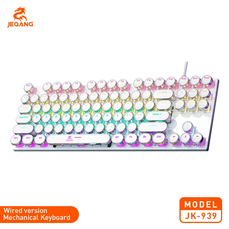 JEQANG JK-939 87-Key RGB Backlit Punk Mechanical Keyboard USB Interface ...